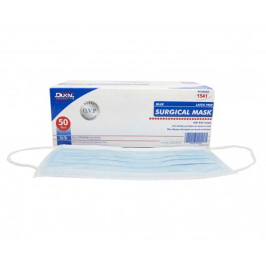 Dukal Surgical Mask, Ear Loop, 3 Ply, Blue - Germaine Laboratories